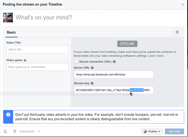Facebook Go Live streaming From Laptop Desktop - Time and Update